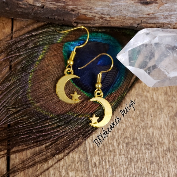 TINYdreamer Design | Jewelry | Luna Crescent Moon Gold Goddess Earrings ...